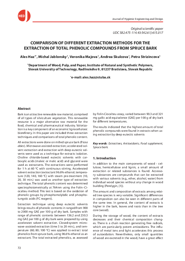 (PDF) COMPARISON OF DIFFERENT EXTRACTION METHODS FOR THE EXTRACTION OF ...