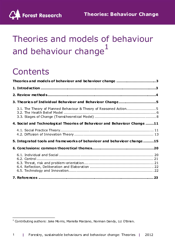 (PDF) Theories: Behaviour Change