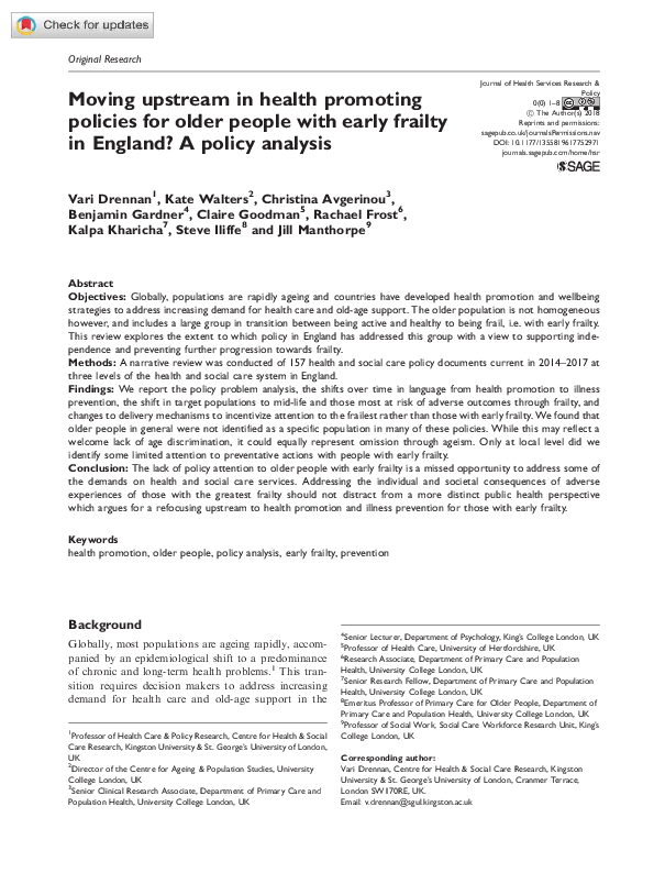 (PDF) Moving upstream in health promoting policies for older people ...