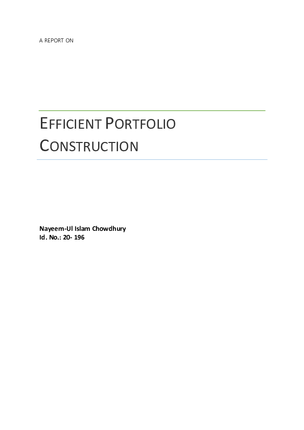 (DOC) Efficient Portfolio Construction