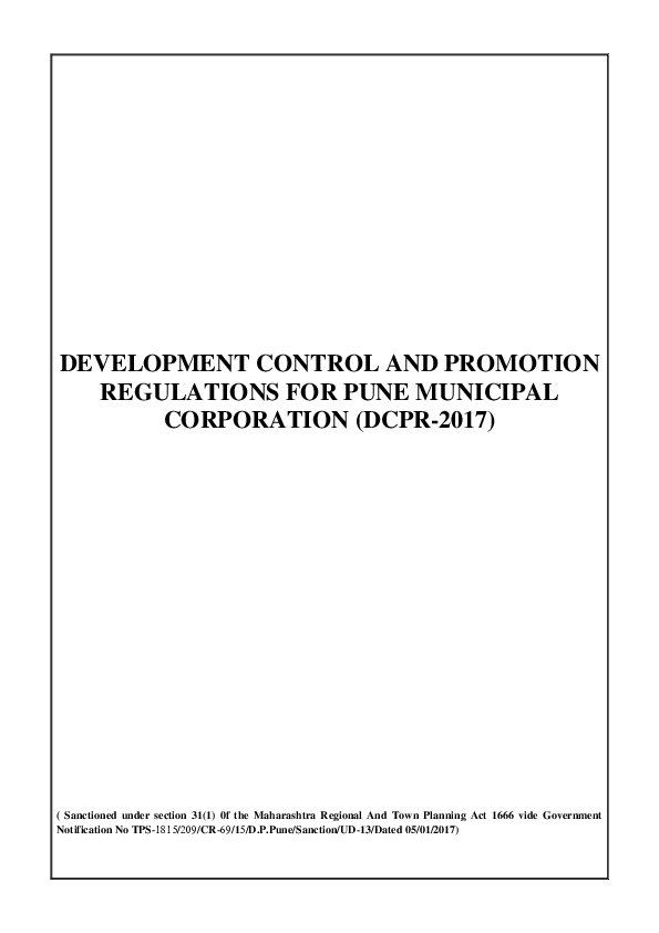 (PDF) DEVELOPMENT CONTROL AND PROMOTION REGULATIONS FOR PUNE MUNICIPAL ...