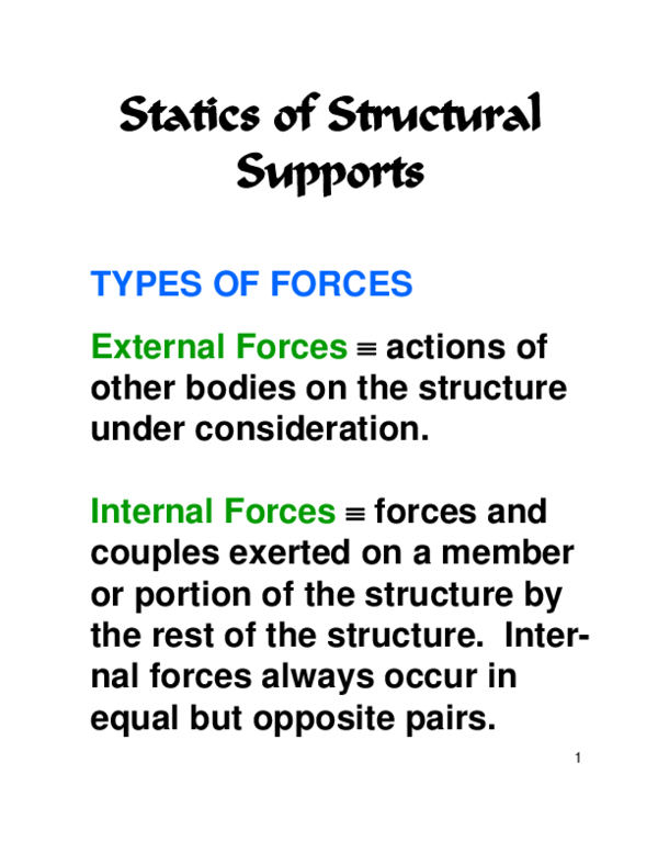 (PDF) TYPES OF FORCES Statics of Structural Supports