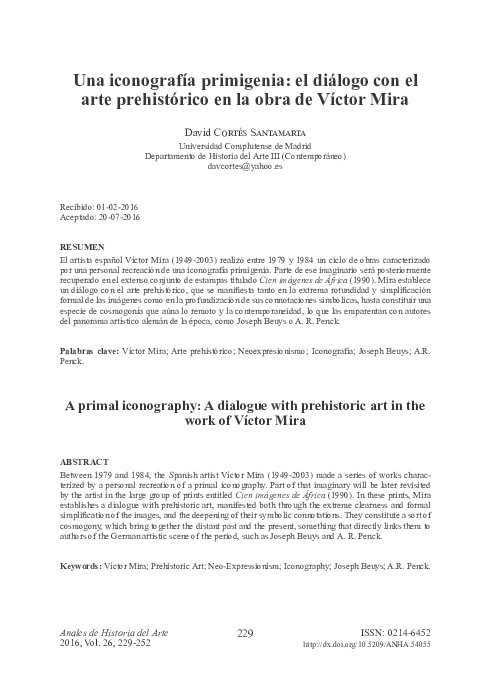 (PDF) Una iconografía primigenia: el diálogo con el arte prehistórico ...