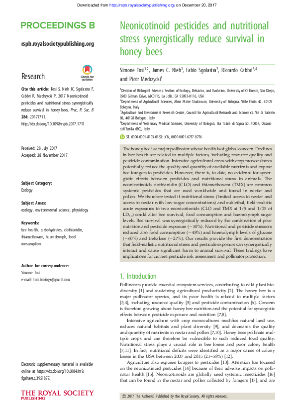 (PDF) Neonicotinoid pesticides and nutritional stress synergistically ...