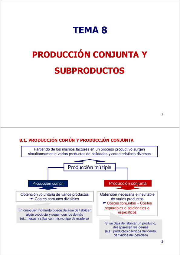 (PDF) PRODUCCIÓN CONJUNTA Y SUBPRODUCTOS TEMA 8 Producción conjunta ...
