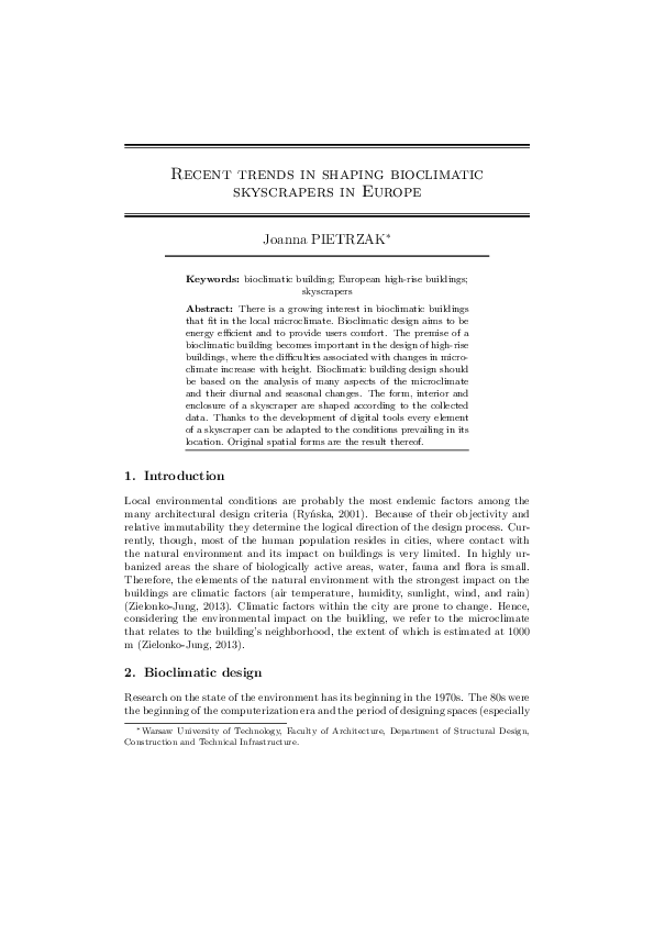 (PDF) Recent trends in shaping bioclimatic skyscrapers in Europe ...