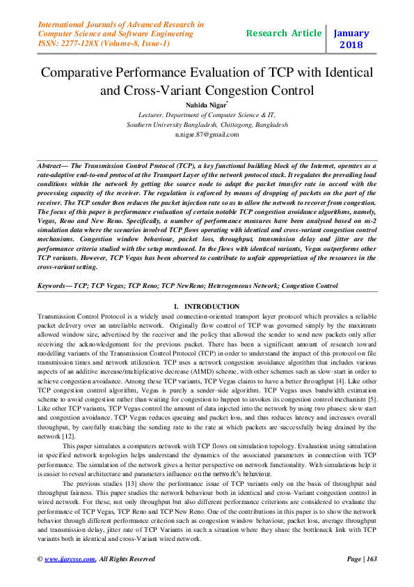 Pdf Comparative Performance Evaluation Of Tcp With Identical And