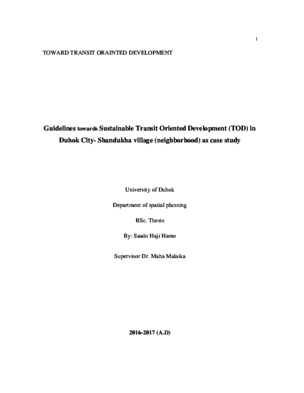 (PDF) TOWARD TRANSIT ORAINTED DEVELOPMENT Guidelines towards ...