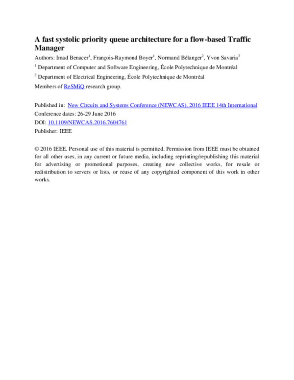 Pdf A Fast Systolic Priority Queue Architecture For A Flow Based