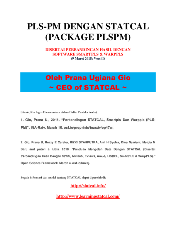 (PDF) PLS-PM DENGAN STATCAL (PACKAGE PLSPM) DISERTAI PERBANDINGAN HASIL ...