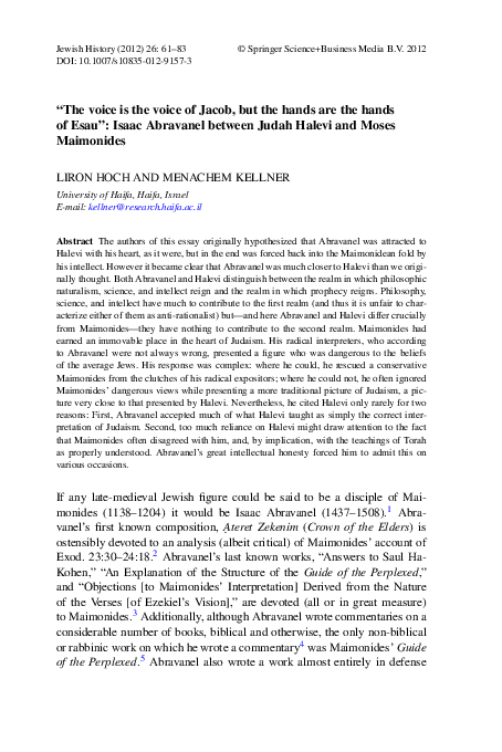 (PDF) Liron Hoch and Menachem Kellner, “‘The Voice Is the Voice of ...