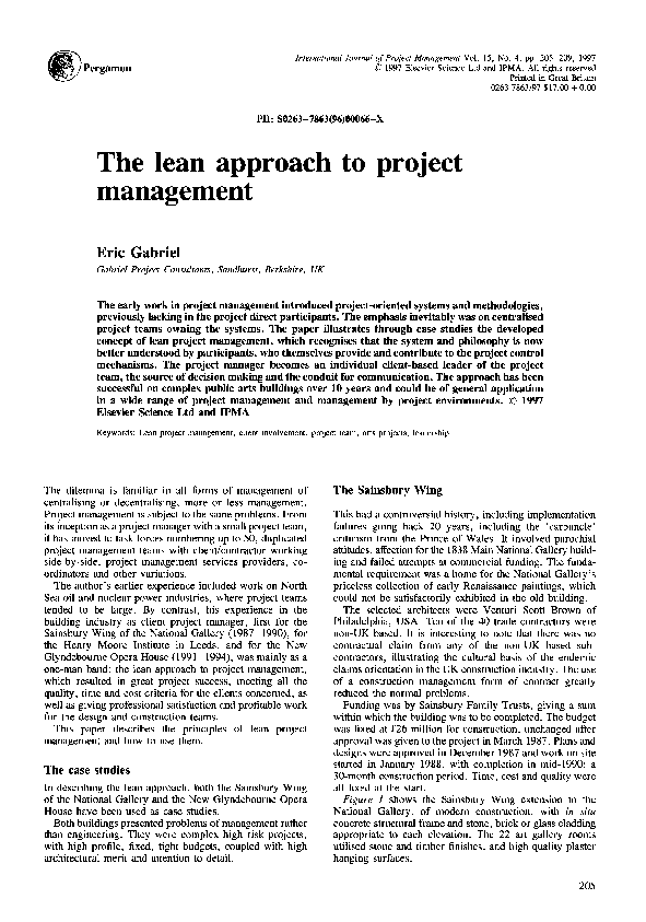 (PDF) The lean approach to project management