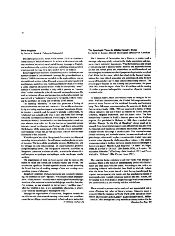 (PDF) David G. Roskies, “The Apocalyptic Theme in Yiddish Narrative ...