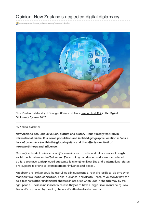 (PDF) Digital diplomacy: How New Zealand can better sell itself