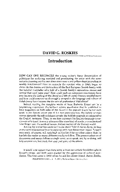 (PDF) David G. Roskies, “Introduction,” in Reclaiming Isaac Bashevis ...