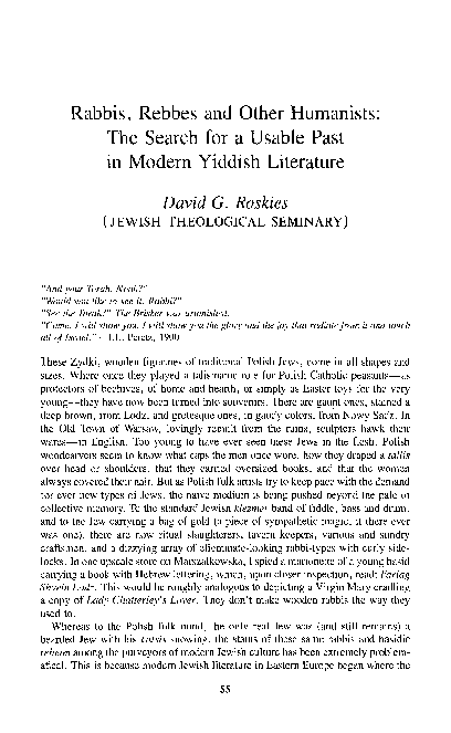 (PDF) David G. Roskies, “Rabbis, Rebbes and Other Humanists: The Search ...