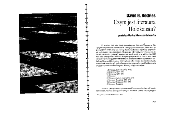 (PDF) David G. Roskies, “Czym jest literatura Holokaustu?” [abridged ...