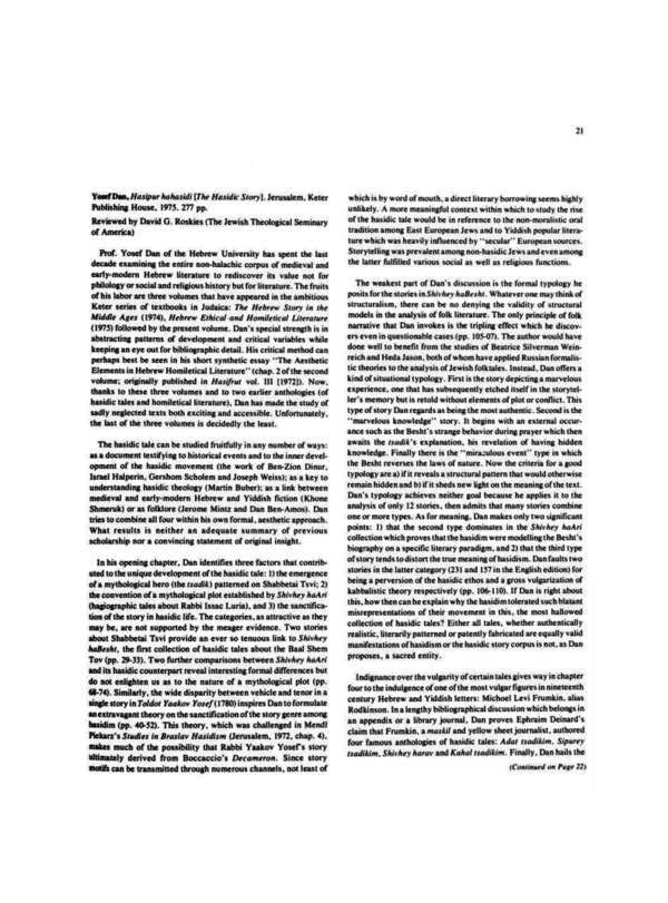 (PDF) David G. Roskies, “Review of ‘Hassipur hahasidi’, by Joseph Dan ...