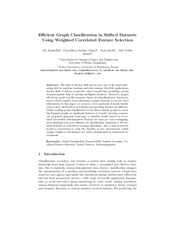 (PDF) Efficient Graph Classification in Shifted Datasets Using Weighted Correlated Feature Selection