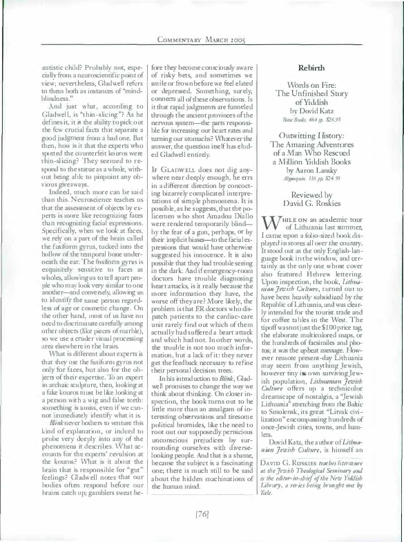 (PDF) David G. Roskies, “Review ‘Words on Fire: The Unfinished Story of ...