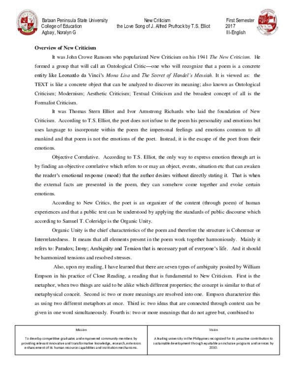 (PDF) A Cognitive Stylistic Analysis of The Love Song of J. Alfred ...