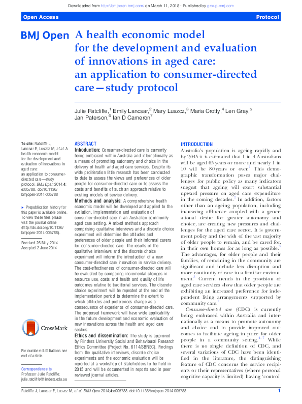 (PDF) A health economic model for the development and evaluation of ...