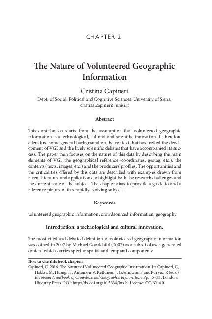 (PDF) The Nature of Volunteered Geographic Information