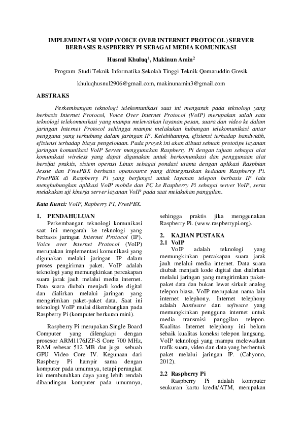 (DOC) IMPLEMENTASI VOIP (VOICE OVER INTERNET PROTOCOL) SERVER BERBASIS RASPBERRY PI SEBAGAI ...