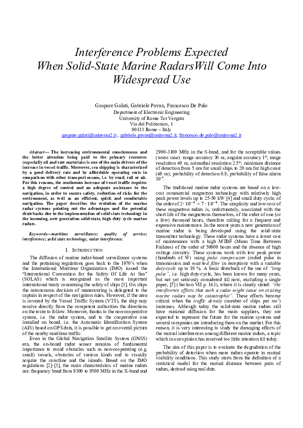 (PDF) Interference Problems Expected When Solid-State Marine RadarsWill ...