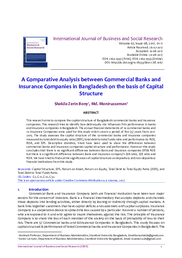 (PDF) A Comparative Analysis between Commercial Banks and Insurance ...