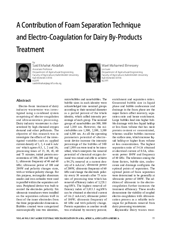 (PDF) A Contribution of Foam Separation Technique and Electro ...