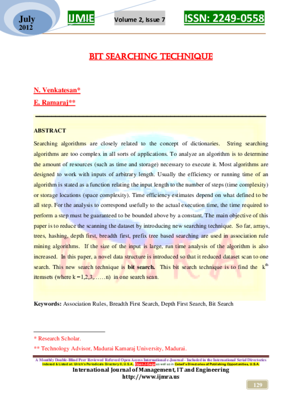 (PDF) BIT SEARCHING TECHNIQUE IJMIE