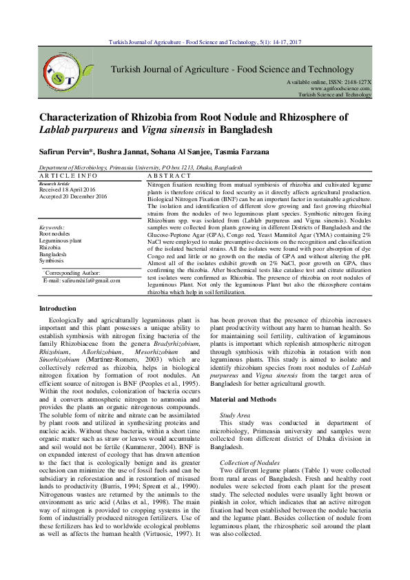 (PDF) Characterization of Rhizobia from Root Nodule and Rhizosphere of Lablab purpureus and ...