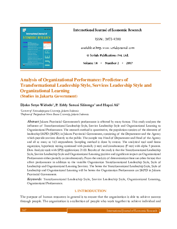 (PDF) Analysis of Organizational Performance: Predictors of ...