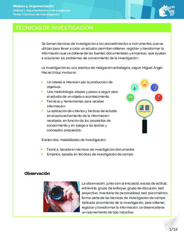 (PDF) Módulo 5. Argumentación TÉCNICAS DE INVESTIGACIÓN