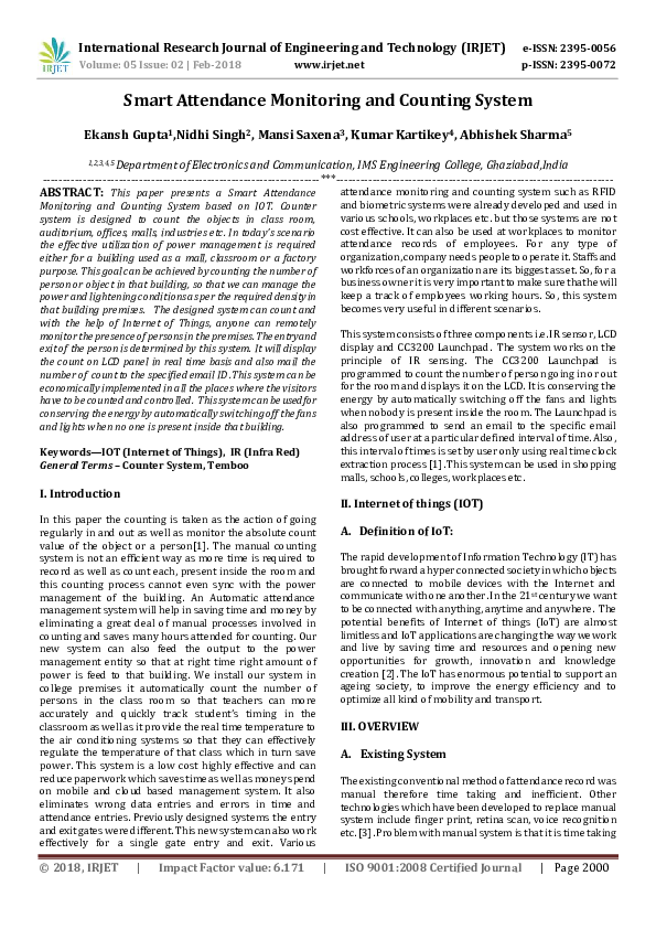 (PDF) Smart Attendance Monitoring and Counting System