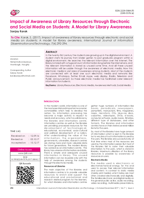 (PDF) Impact of Awareness of Library Resources through Electronic and ...
