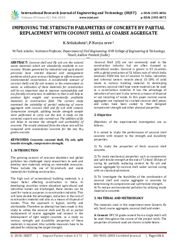 (PDF) IMPROVING THE STRENGTH PARAMETERS OF CONCRETE BY PARTIAL ...
