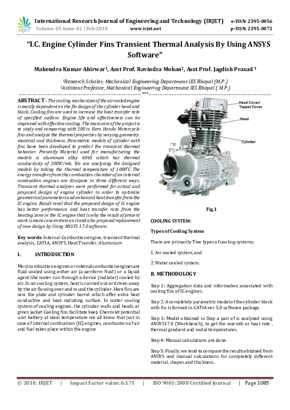 (PDF) " I.C. Engine Cylinder Fins Transient Thermal Analysis By Using ...
