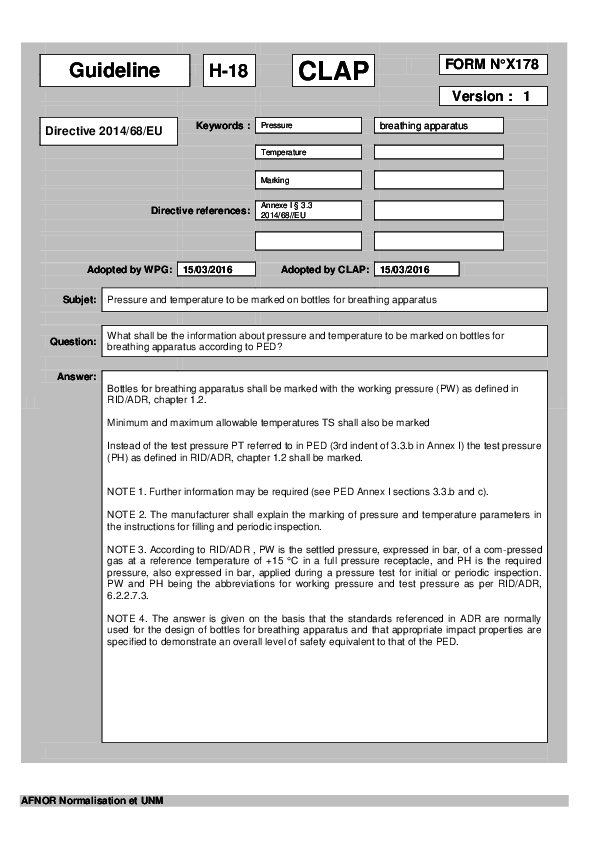 (PDF) AFNOR Normalisation et UNM CLAP FORM N°X178