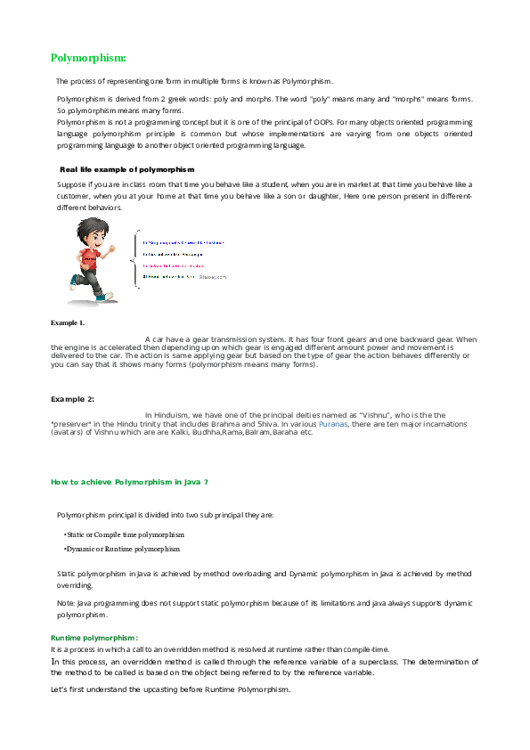 dynamic polymorphism java example