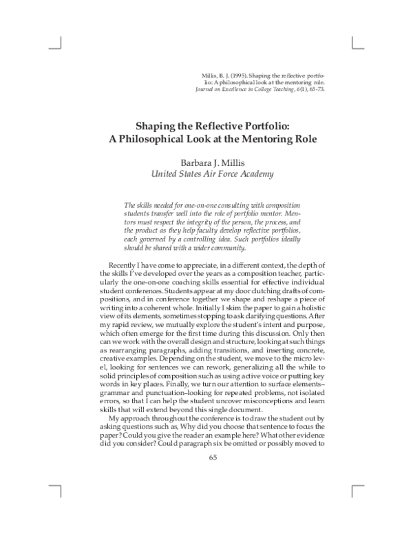 (PDF) Shaping the Reflective Portfolio: A Philosophical Look at the ...