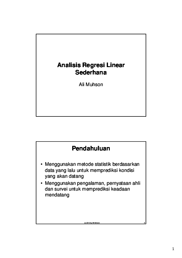 (PDF) Analisis Regresi Linear Sederhana Analisis Regresi Linear Sederhana