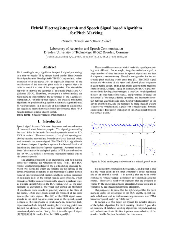 Pdf Hybrid Electroglottograph And Speech Signal Based Algorithm For