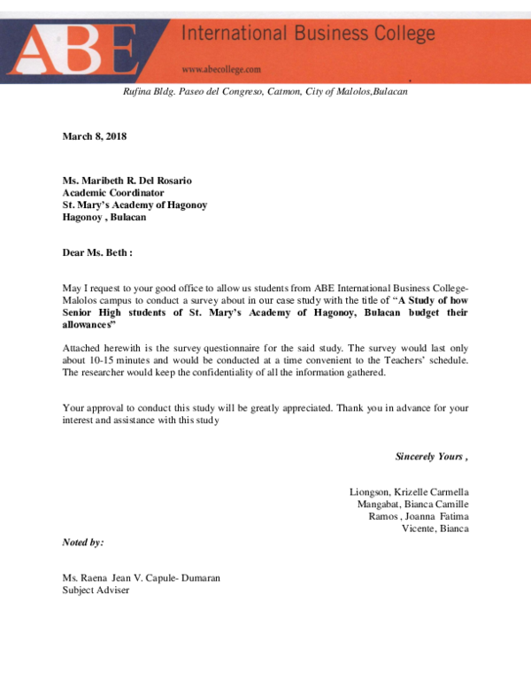 (DOC) Survey Letter Front Page