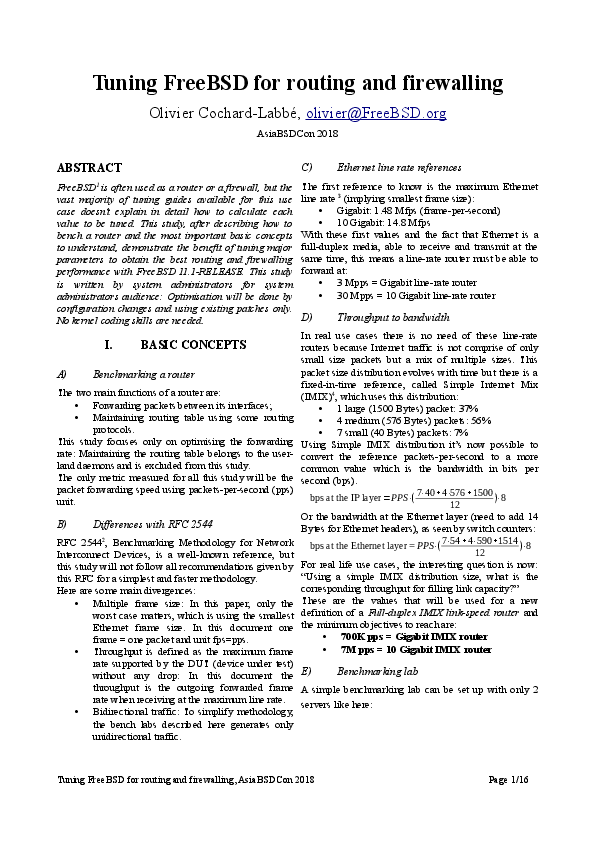 (PDF) Tuning FreeBSD for routing and firewalling