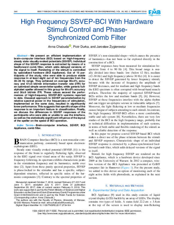 (PDF) High Frequency SSVEP-BCI With Hardware Stimuli Control and Phase ...