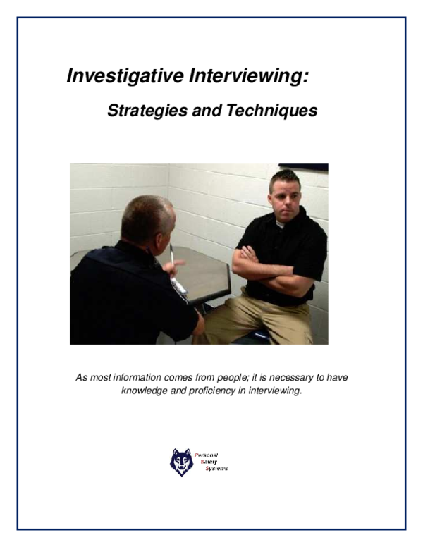 (PDF) Investigative Interviewing: Strategies and Techniques