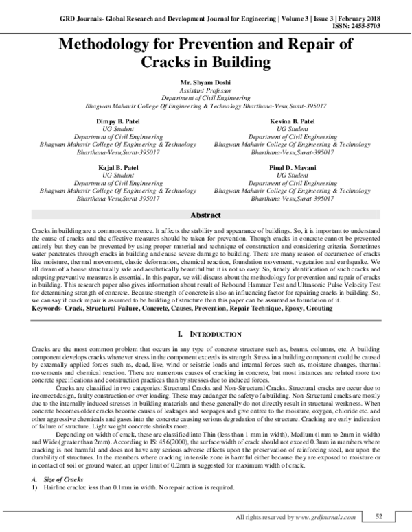 Pdf Methodology For Prevention And Repair Of Cracks In Building