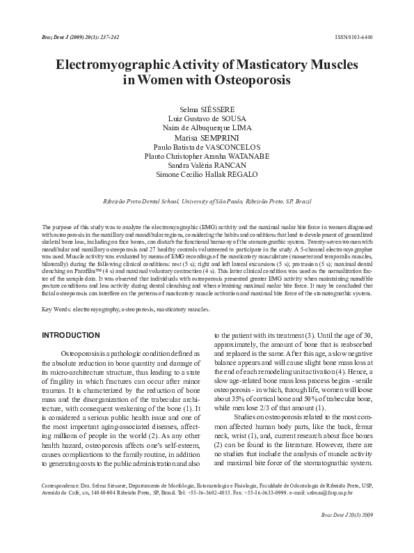 (PDF) Electromyographic Activity of Masticatory Muscles